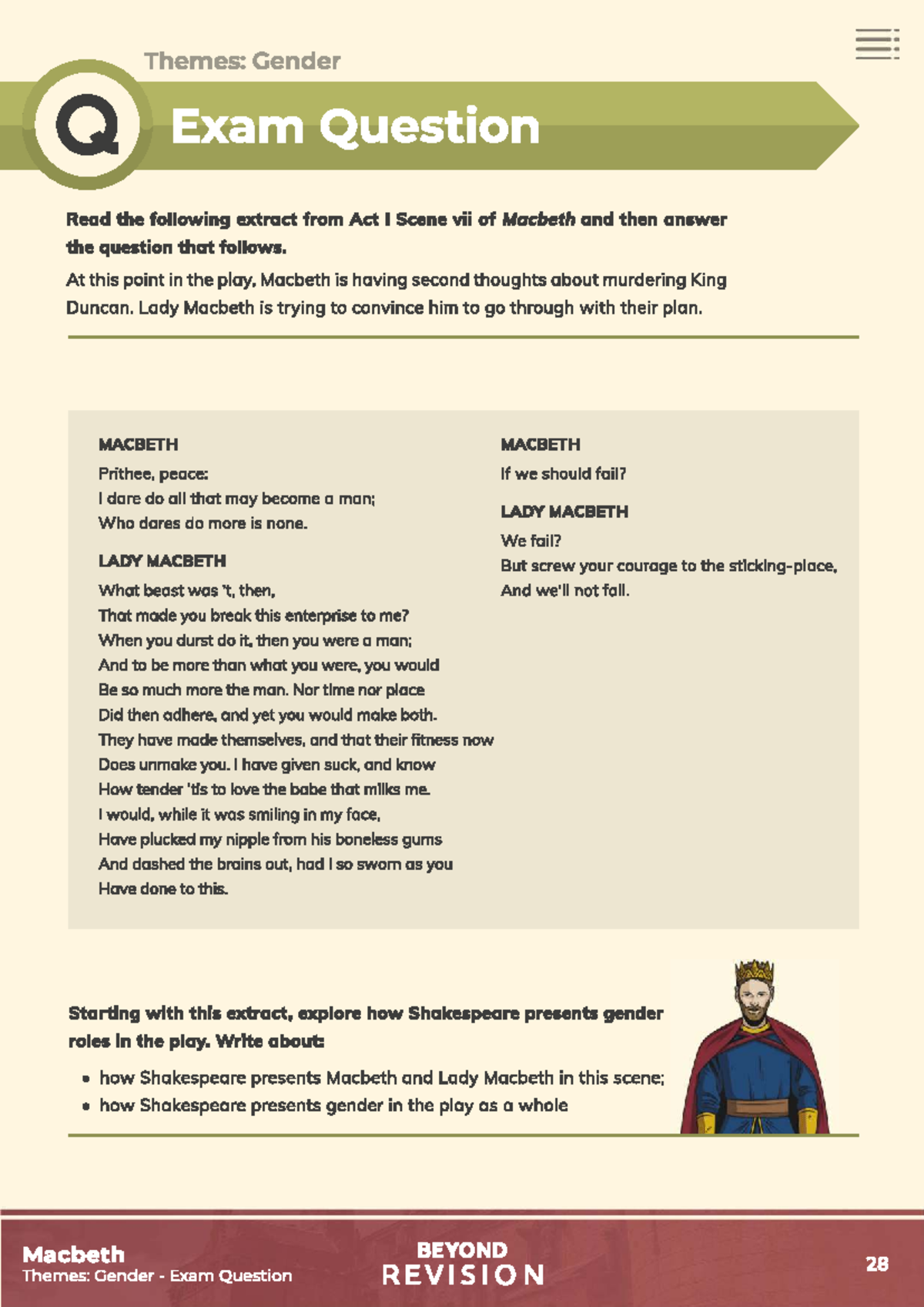 Macbeth Exam Question - Gender Roles Analysis - Studocu