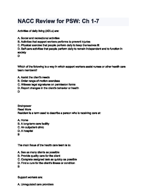 NACC - PSW Exam Review 200 Questions with verified correct answers ...
