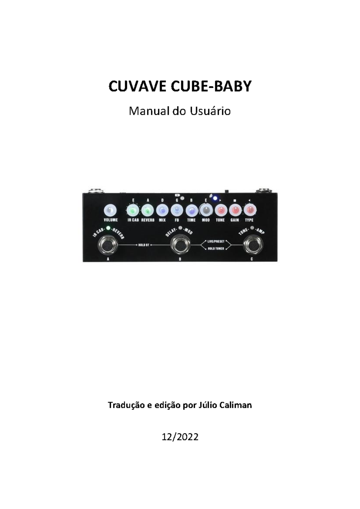 Manual do Usuário do Cuvave Cube Baby - Edição por Júlio Caliman - Studocu