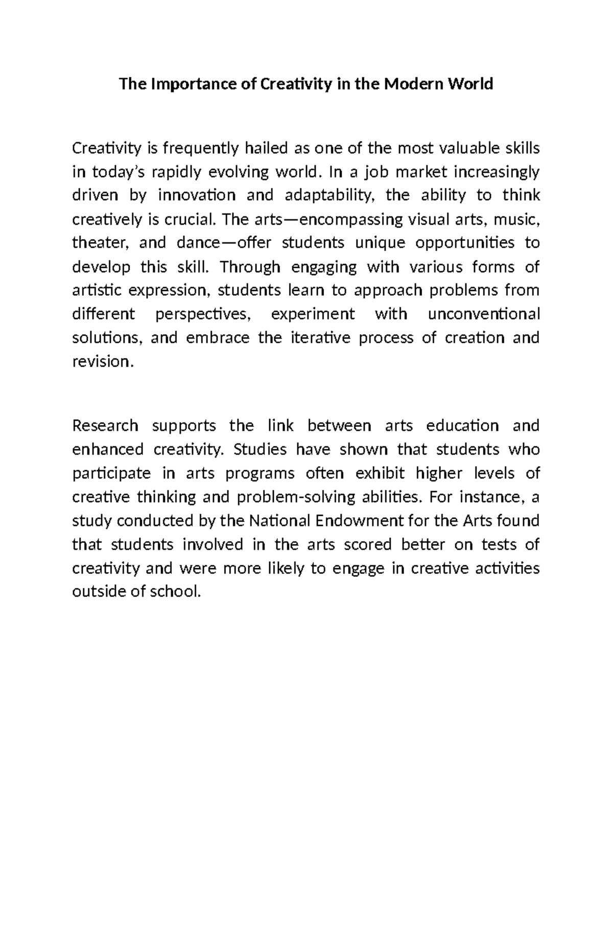 The Importance of Creativity in the Modern World - The Importance of ...