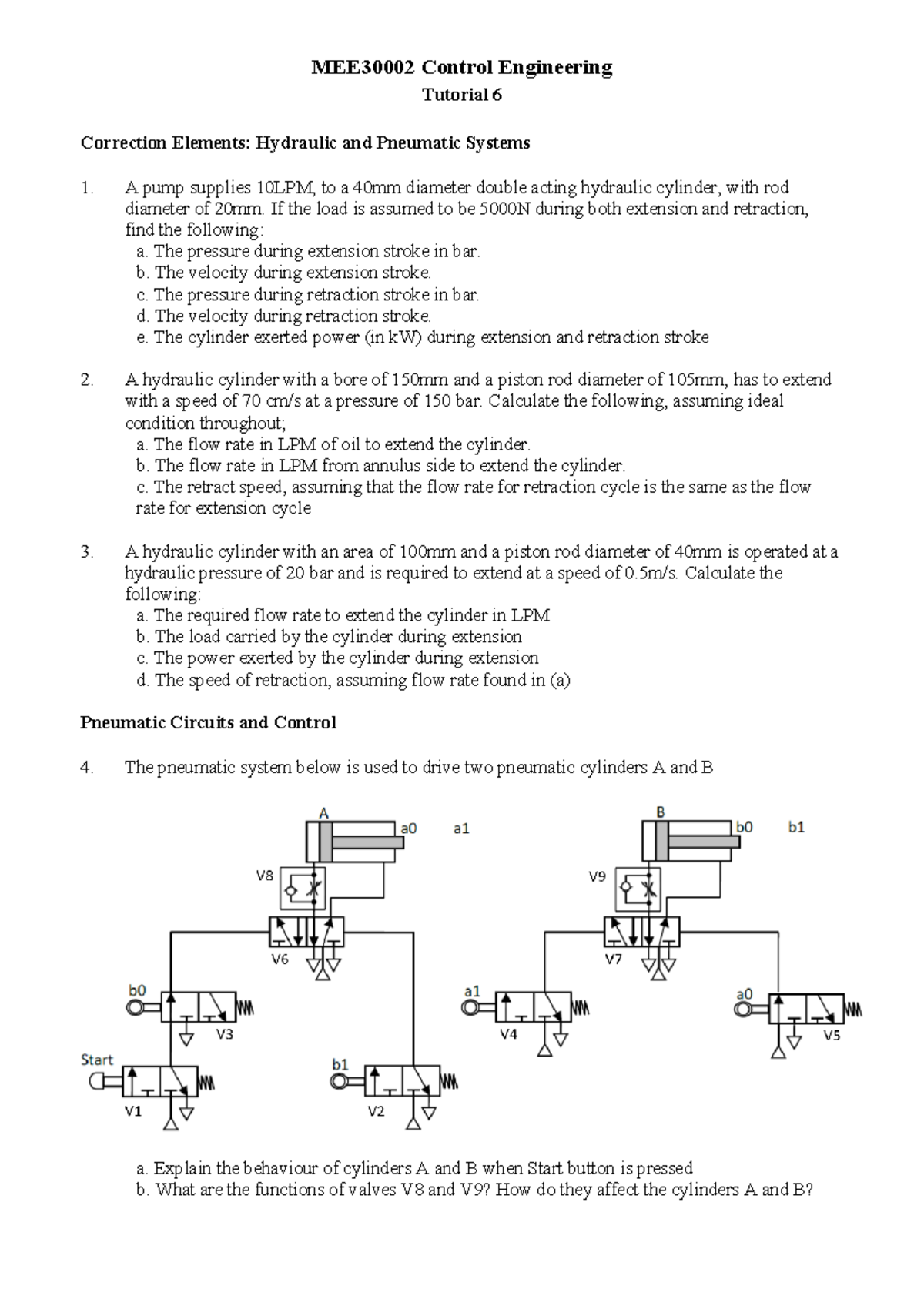 MEE30002 2020 Tutorial 6 - MEE30002 Control Engineering Tutorial 6 ...