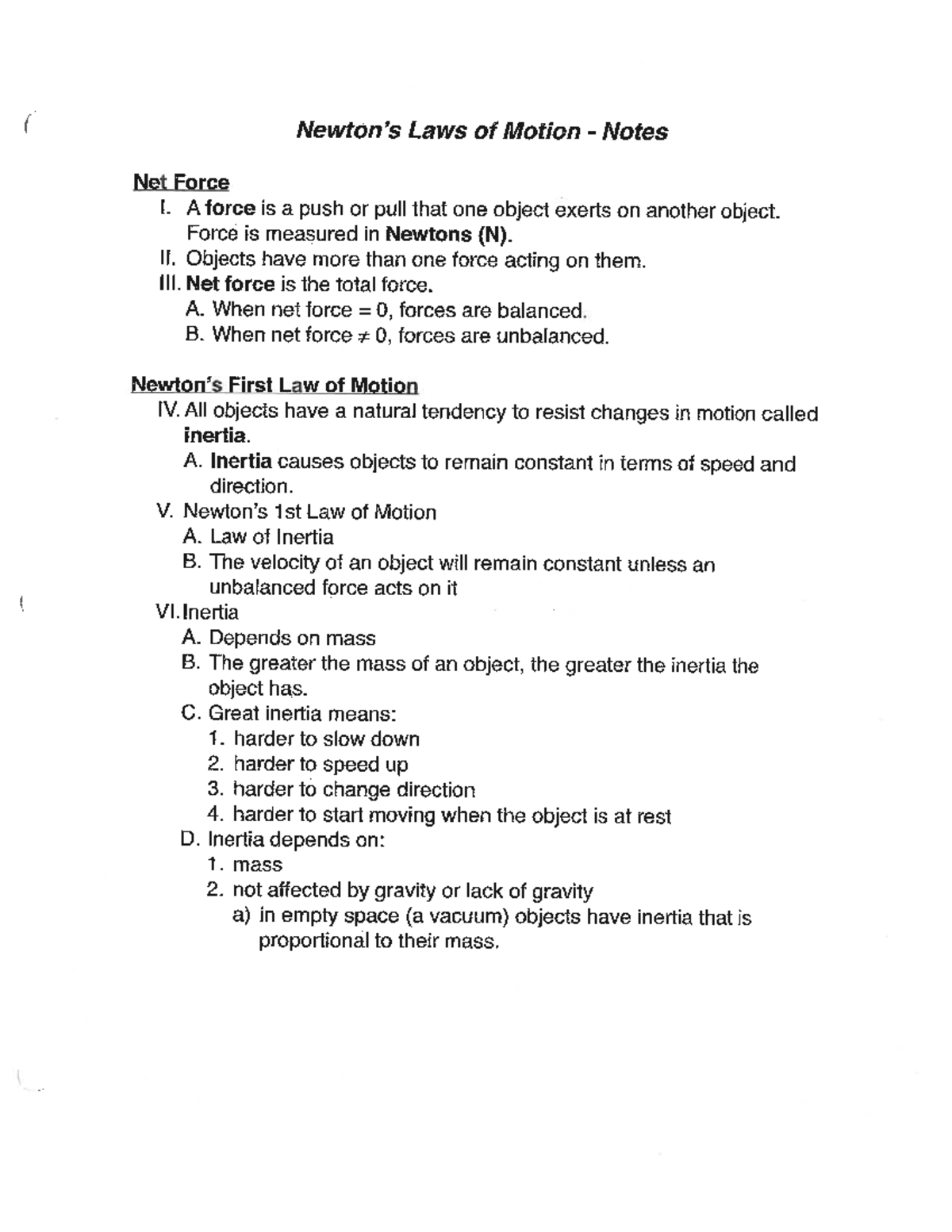 Physics 101: Comprehensive Notes on Newton's Laws of Motion - Studocu