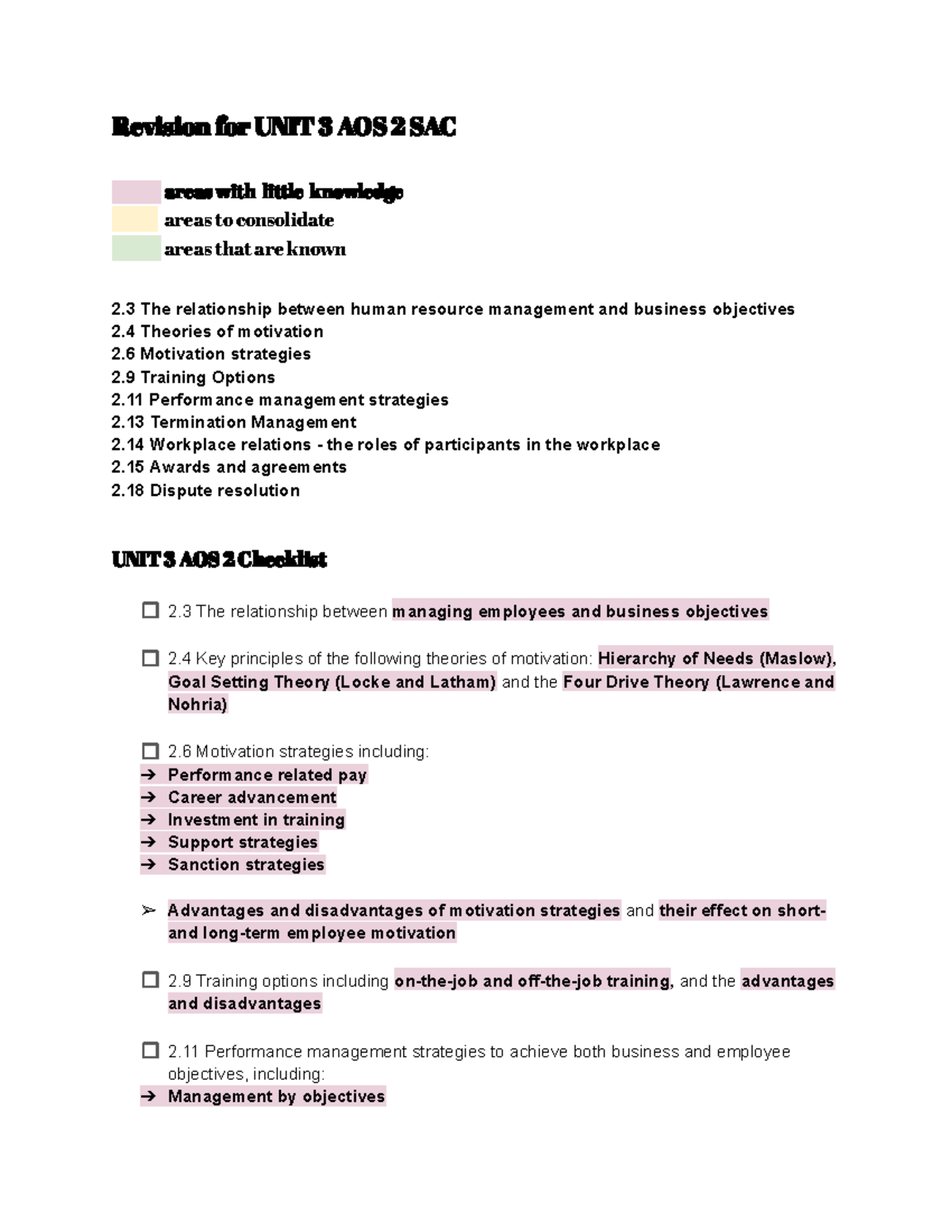 Revision for UNIT 3 AOS 2 Human Resource Management Strategies and ...
