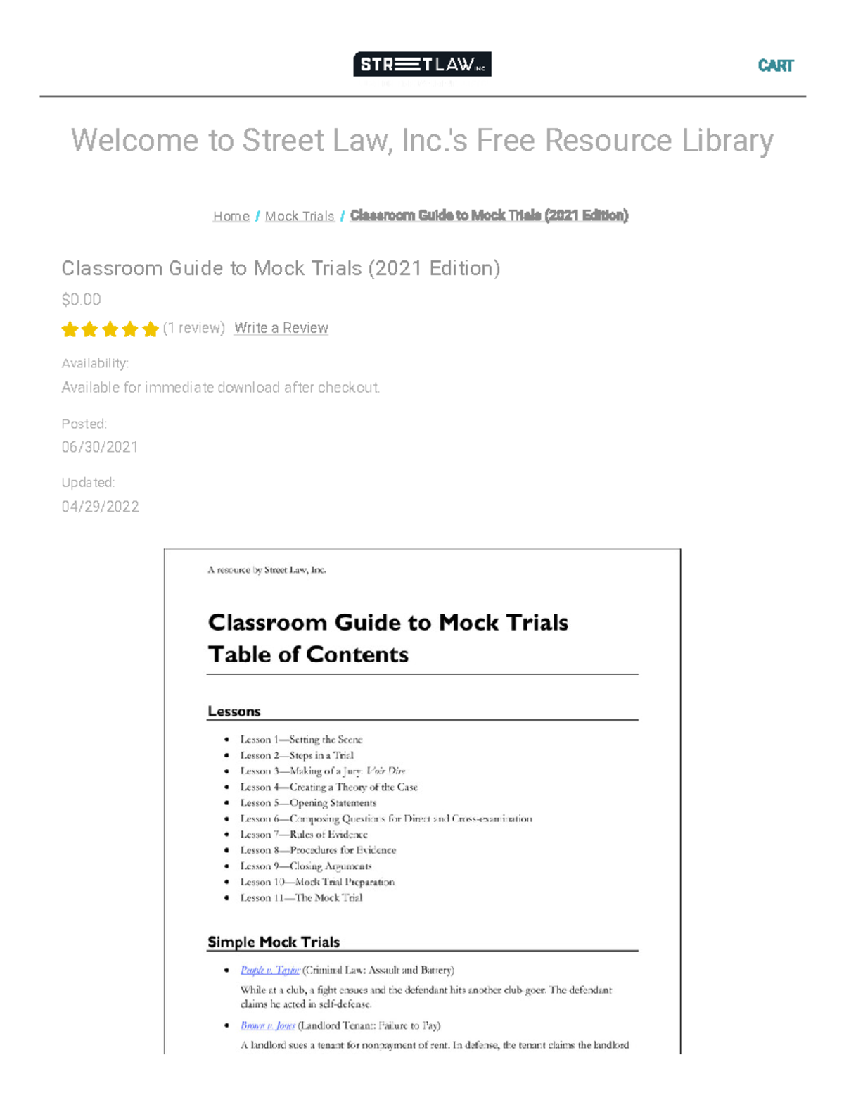 Classroom Guide to Mock Trials - 2021 Edition by Street Law, Inc. - Studocu