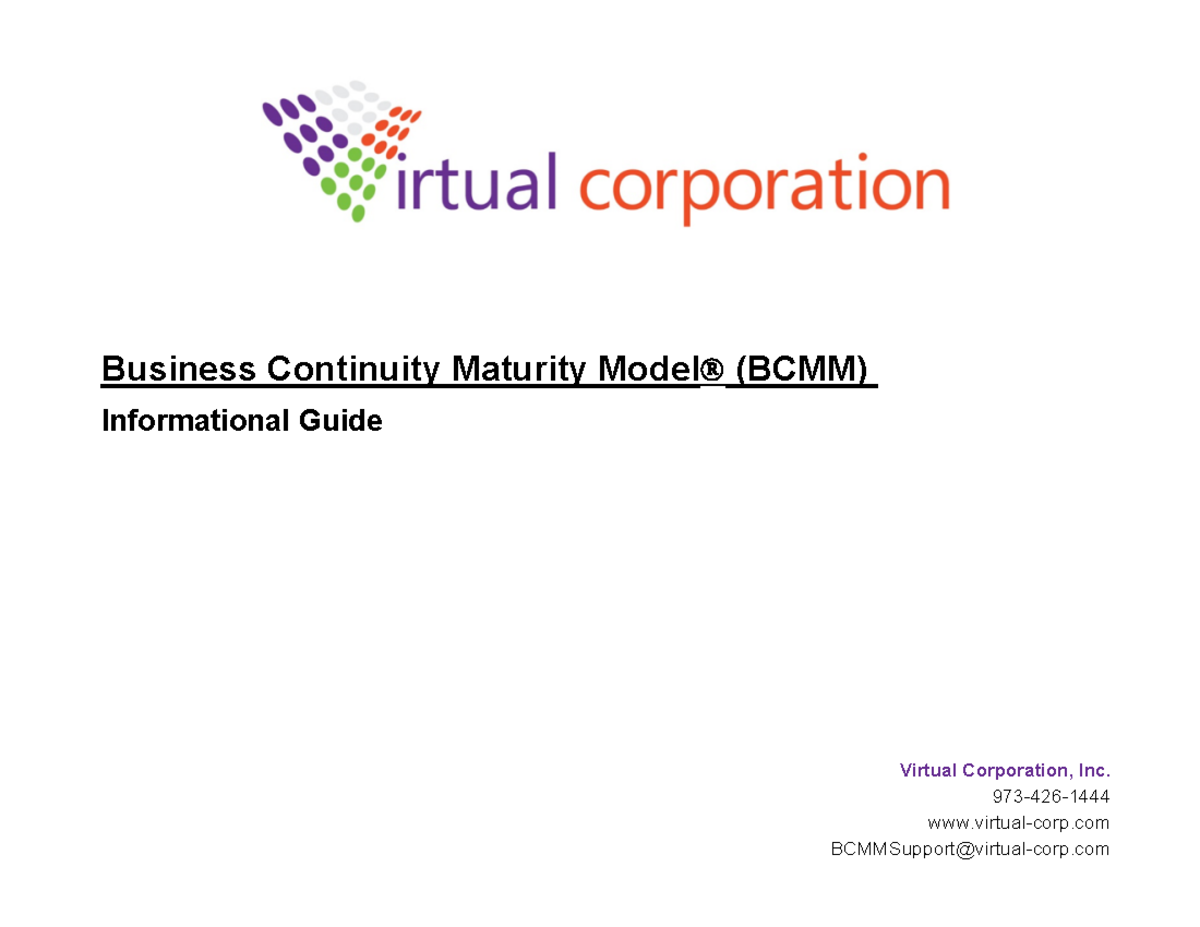 BCMM® Informational Guide for Business Continuity Management 2020 - Studocu