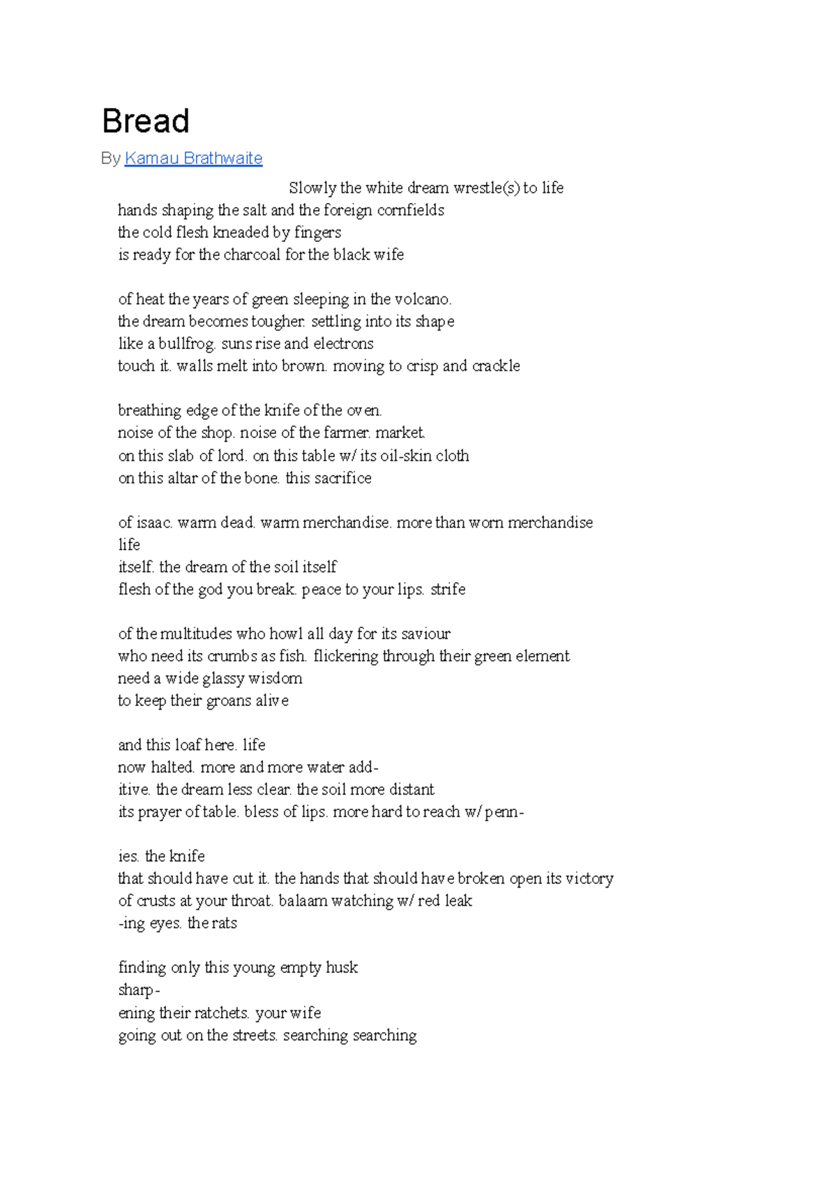 DOC-20260430-WA0004: Analyzing Kamau Brathwaite's Poem "Bread" - Studocu