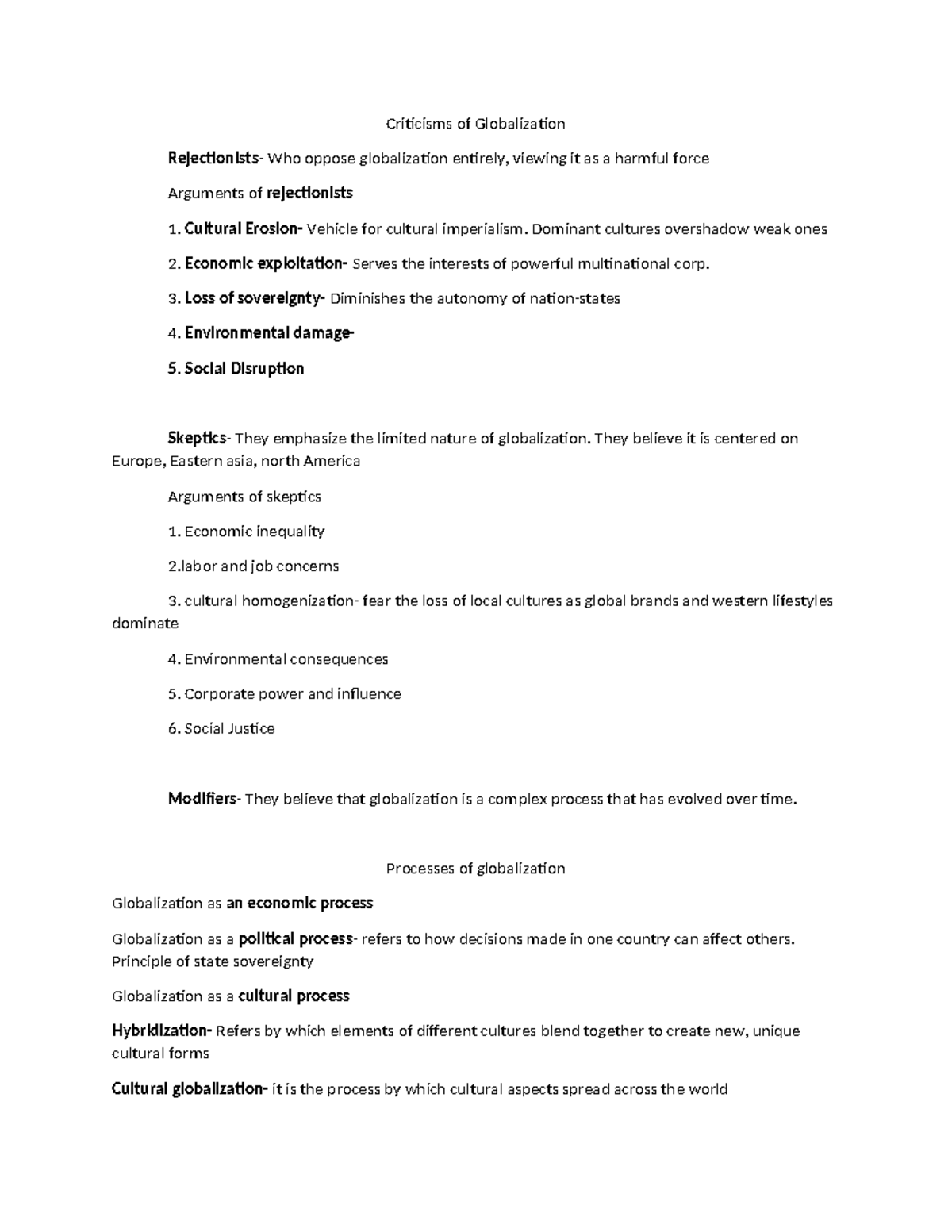 Criticisms of Globalization: Perspectives from Rejectionists and ...