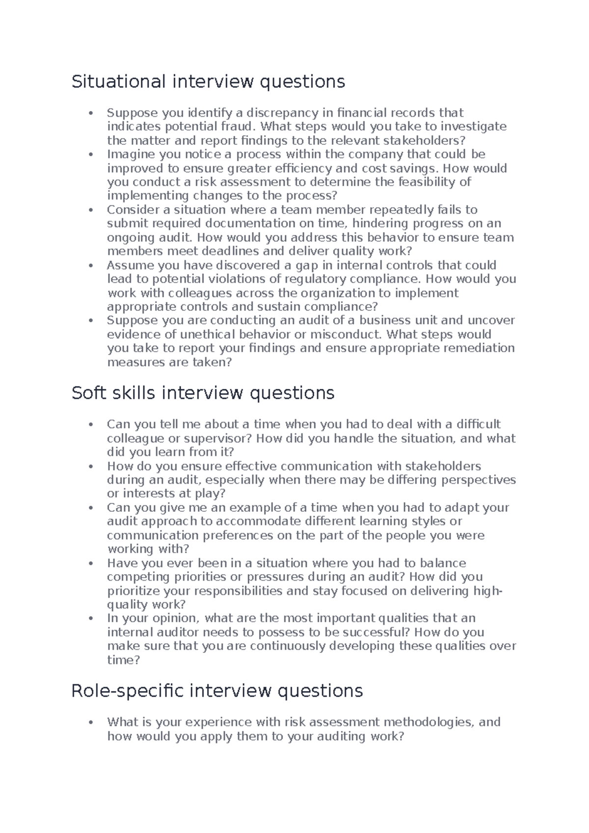 Situational interview questions - Situational interview questions ...