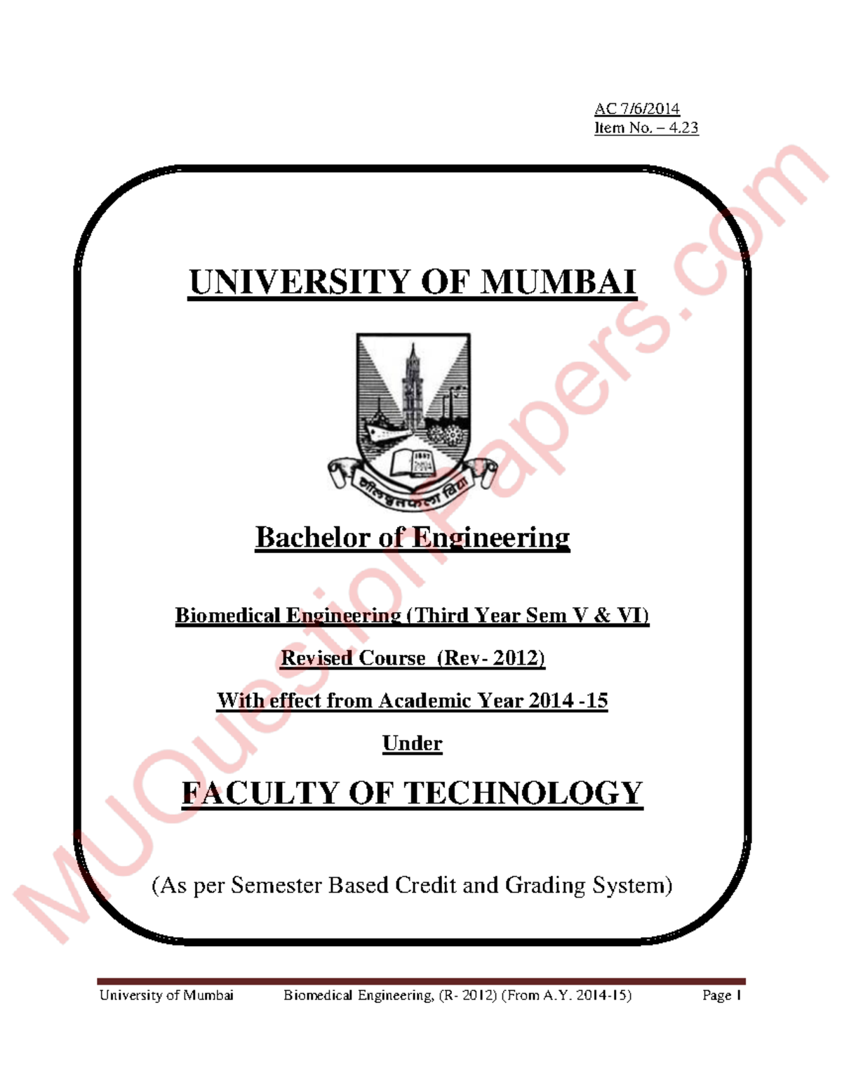 Biomedical Engineering Syllabus for Third Year Sem V & VI (BMC) - Studocu