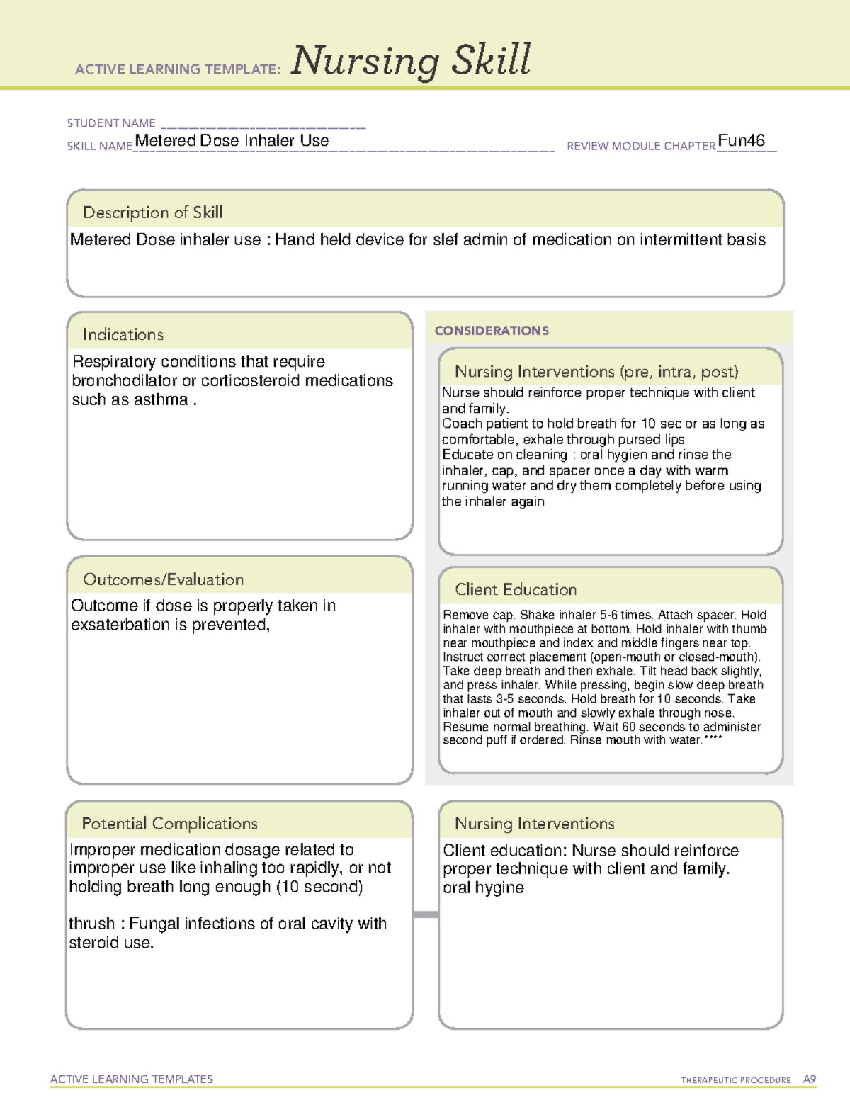 Fun46 - Active Learning Template: Metered Dose Inhaler Skills Guide ...