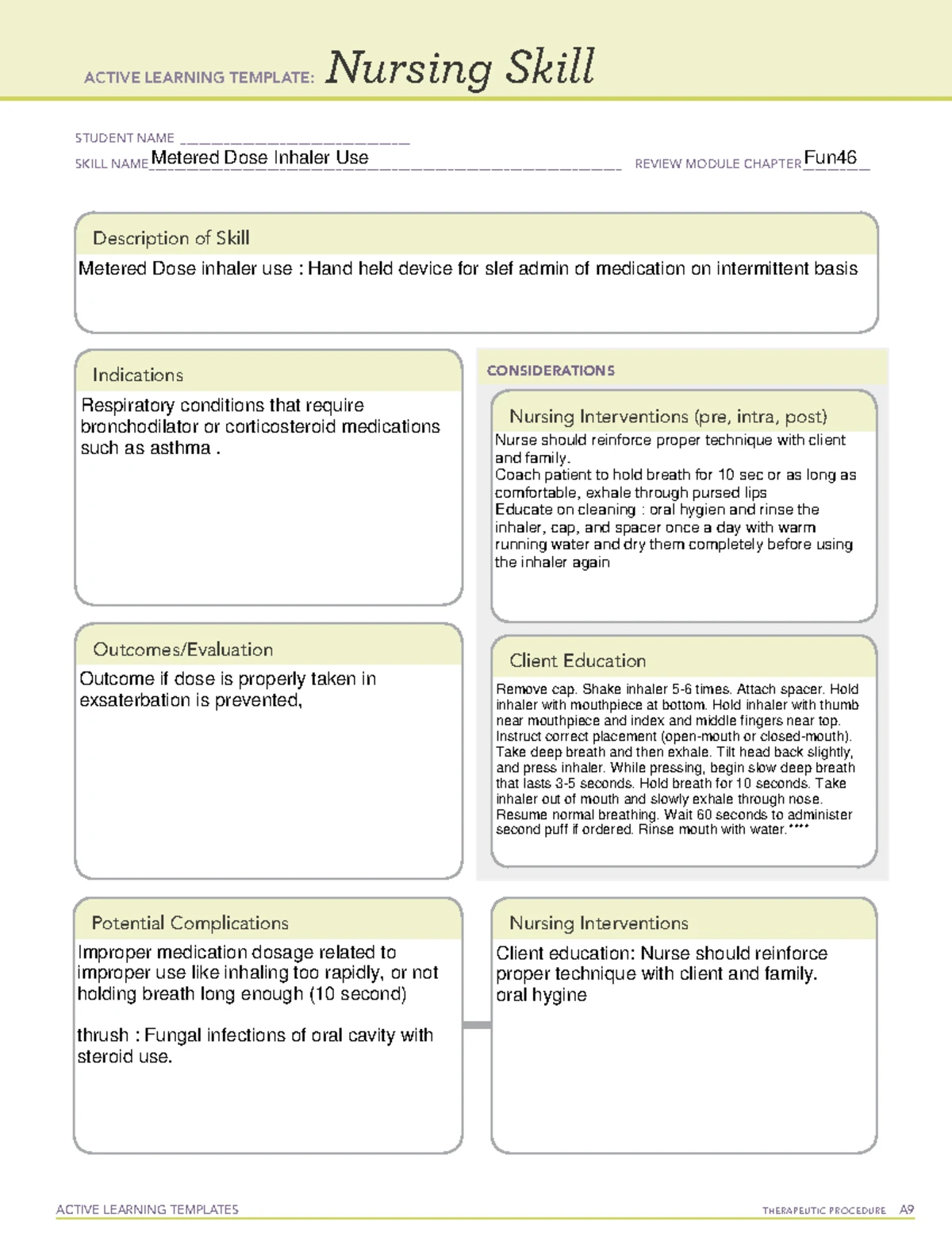 Oxygen Therapy ATI Template - ACTIVE LEARNING TEMPLATES THERAPEUTIC ...