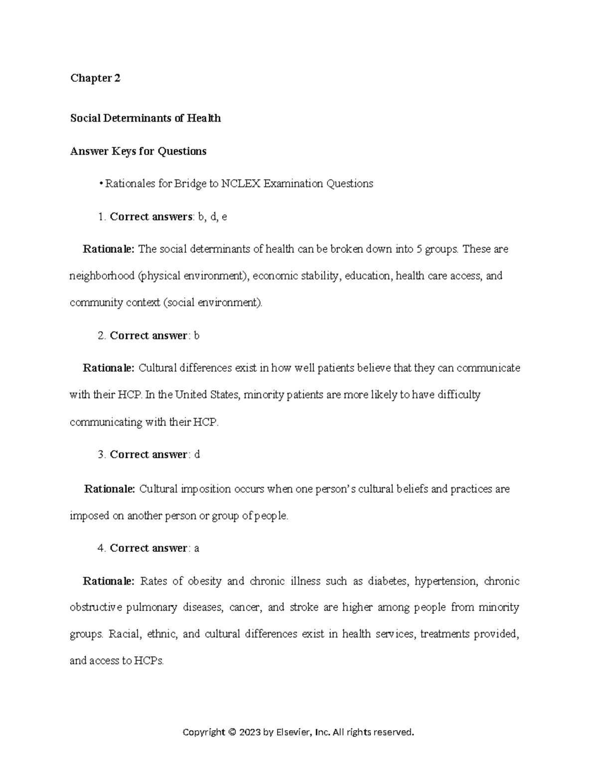 Chapter 002 - Practice questions - Chapter 2 Social Determinants of ...