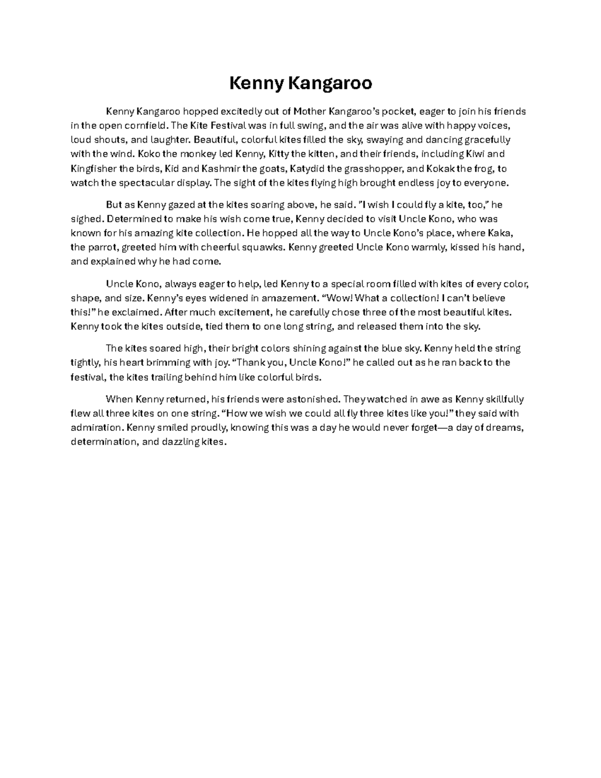 Kenny Kangaroo - Kenny Kangaroo Kenny Kangaroo hopped excitedly out of ...