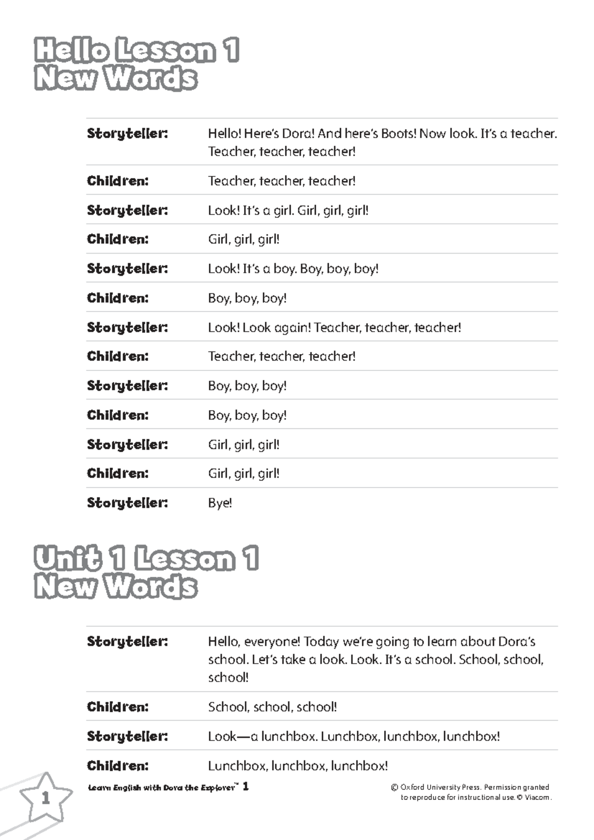 Unit 1 Lesson 1: New Words with Dora the Explorer - Studocu
