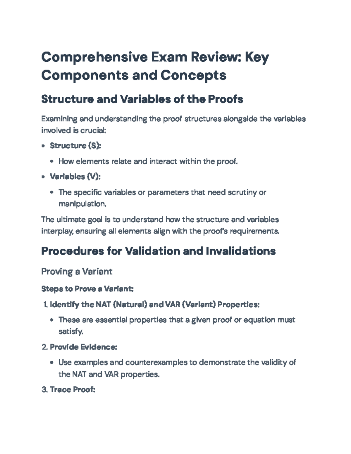 Comprehensive Exam Review: Proof Structures and Validation - Math 101 ...