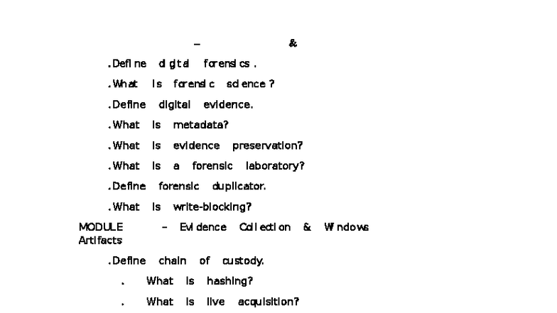 Question Bank - SDSS: Digital Forensics Modules 1-4 Overview - Studocu