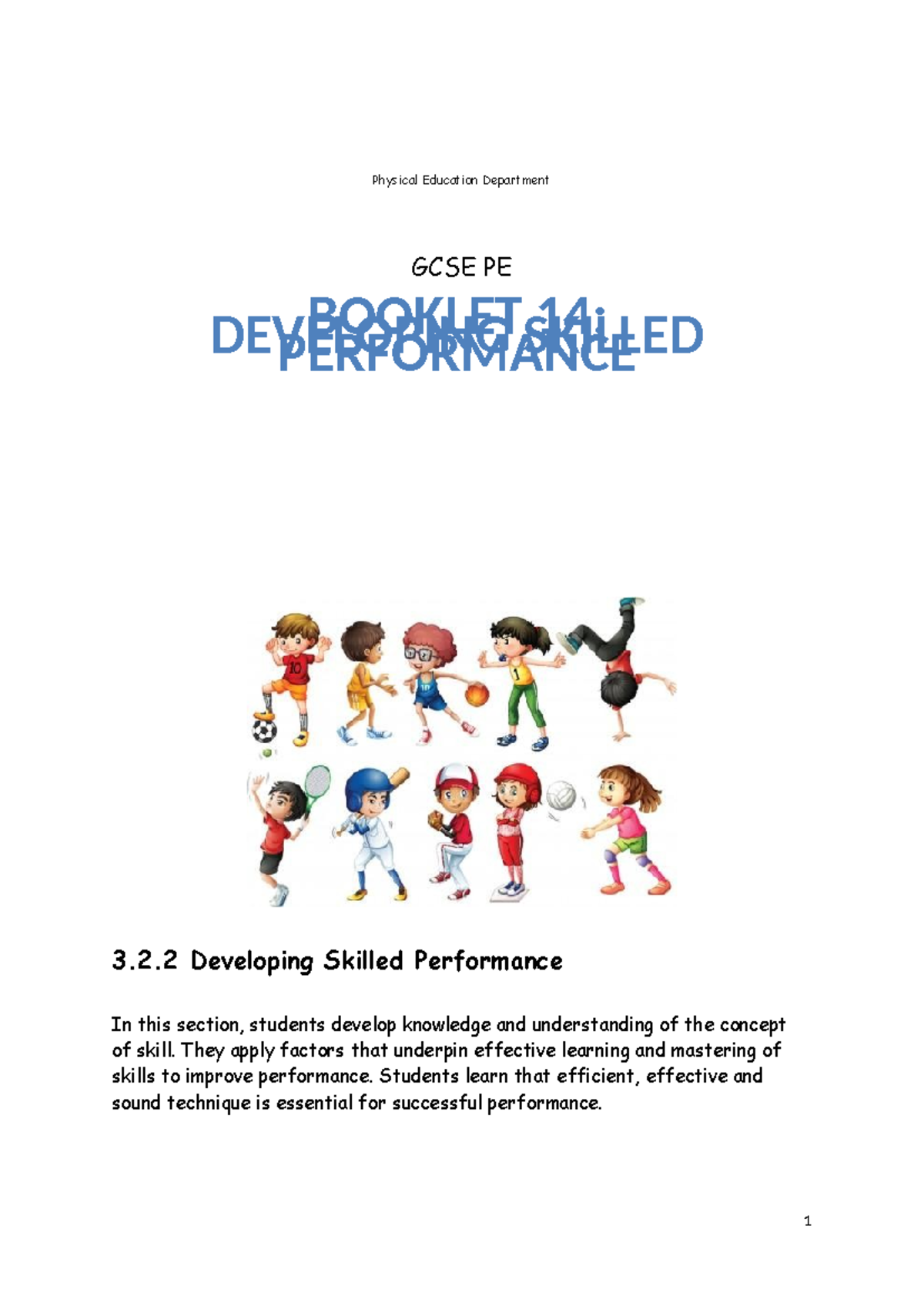 Developing Skilled Performance Student Copy - ####### Physical ...