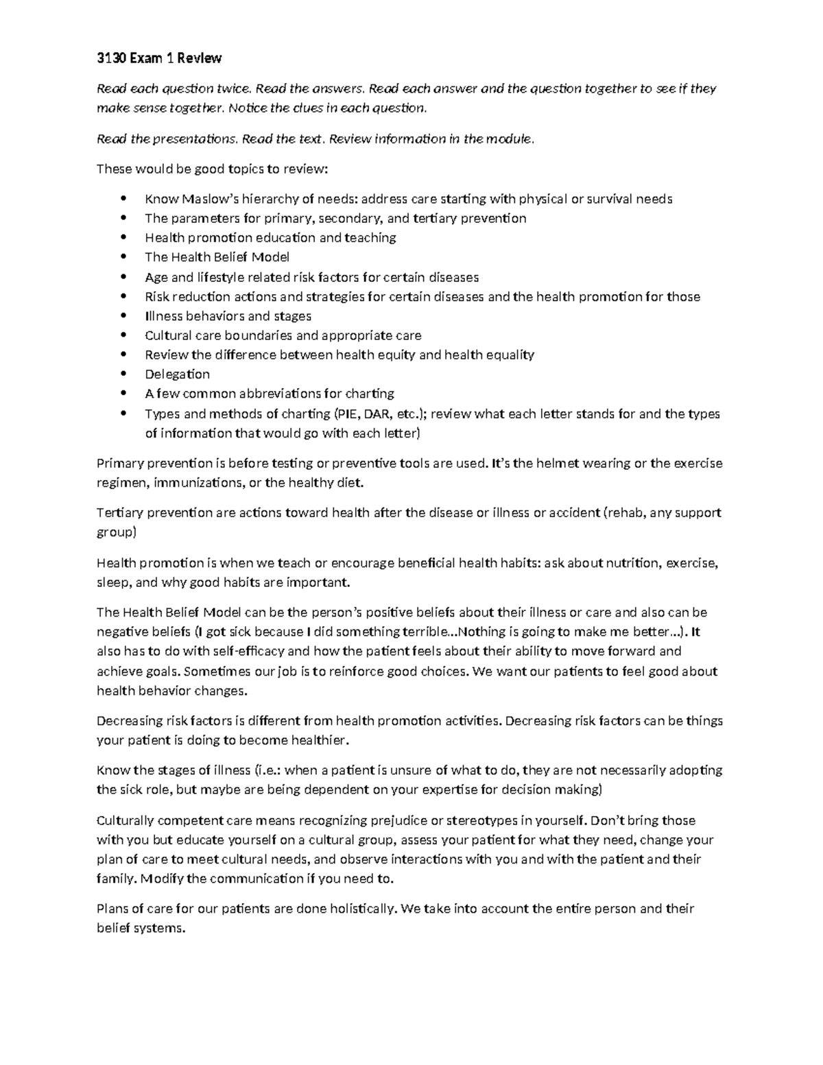 3130 Exam 1 Review - Key Concepts and Strategies for Success - Studocu