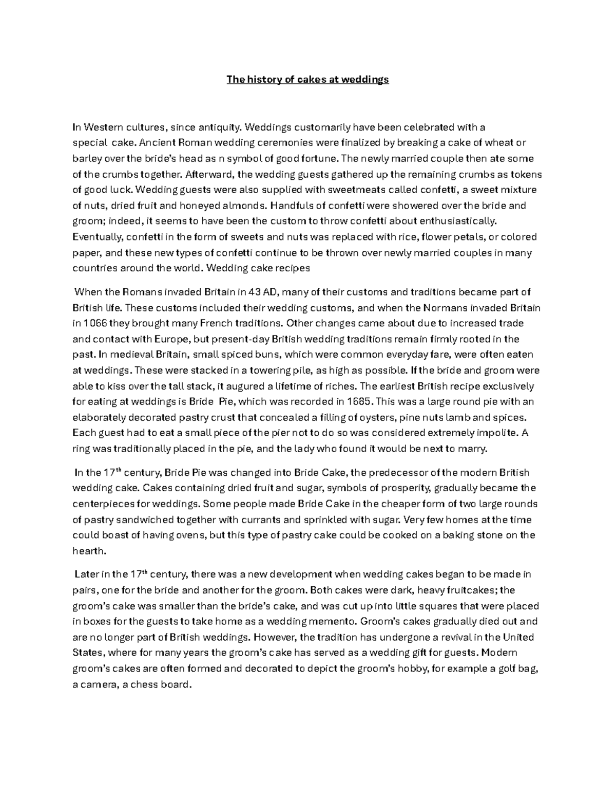 The Evolution of Wedding Cakes: A Historical Overview - Studocu