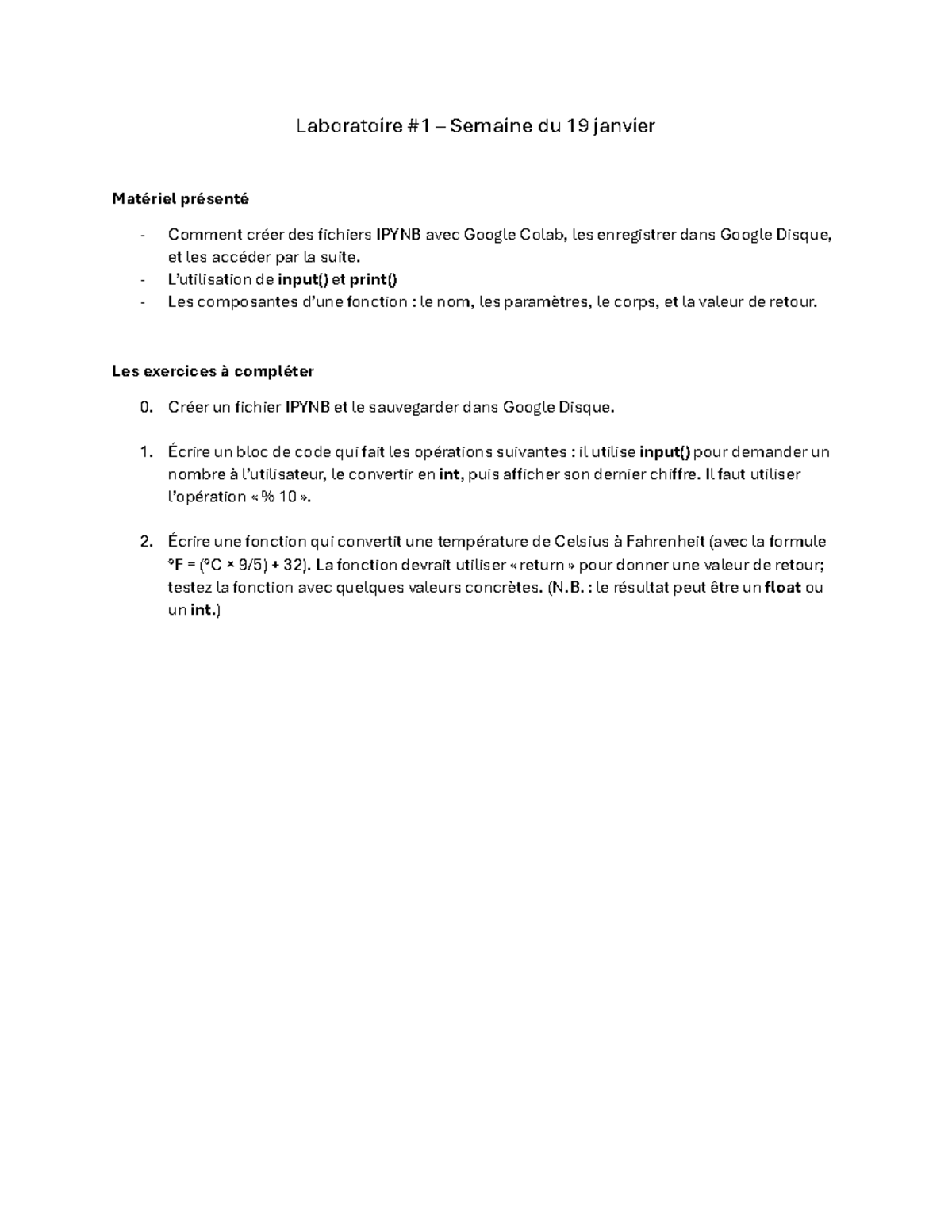 Laboratoire 1 - Création de fichiers IPYNB avec Google Colab - Studocu