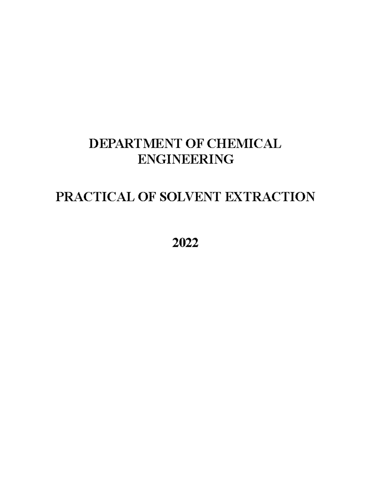 Solvent Extraction Practical Manual for CHE 2022: Updated Guide - Studocu