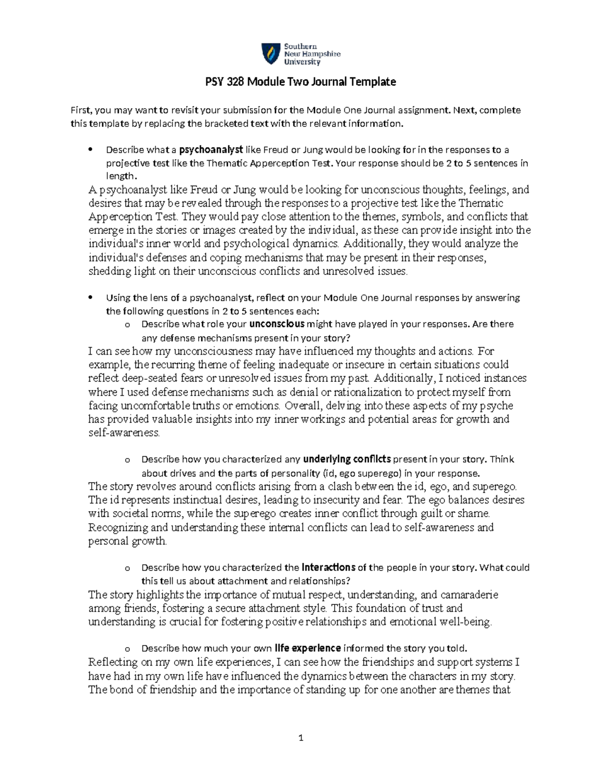 Module 2 - assignment 2 - PSY 328 Module Two Journal Template First ...