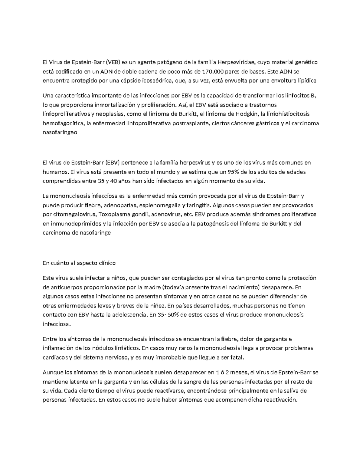 Mononucleosis Infecciosa y Virus de Epstein-Barr (VEB) - Estudio ...