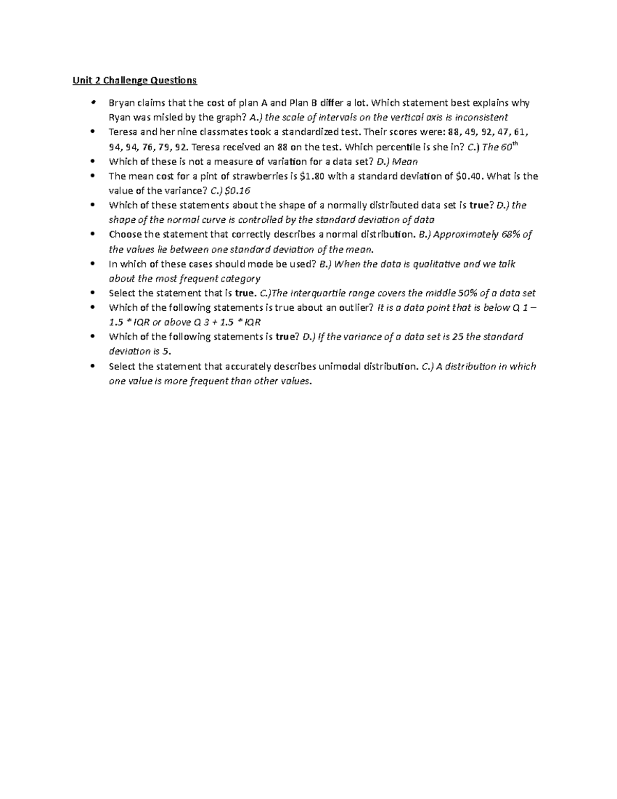 Unit 2 KC - Lecture Notes on Data Interpretation and Statistics - Studocu