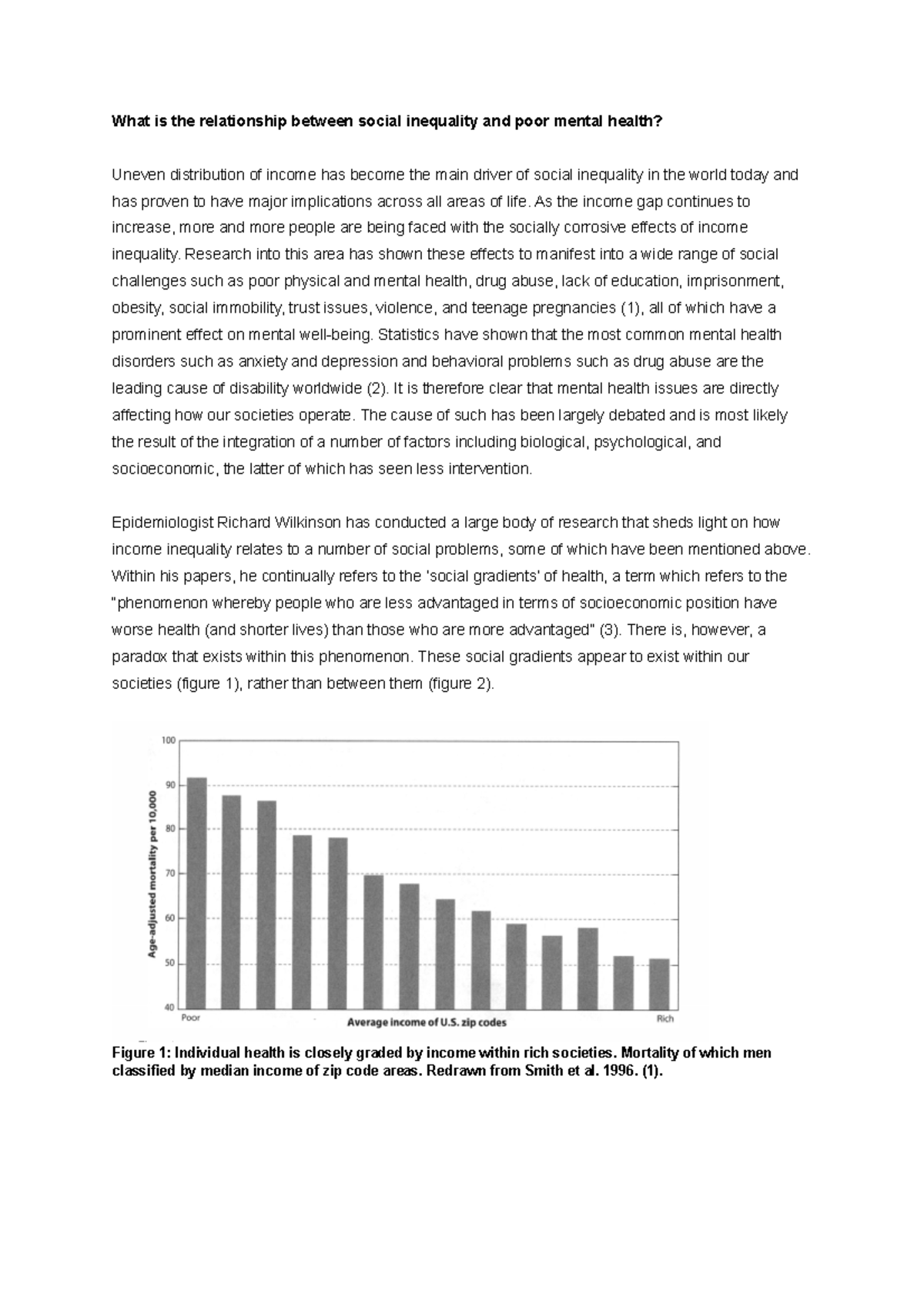 Social inequality and poor mental health - What is the relationship ...