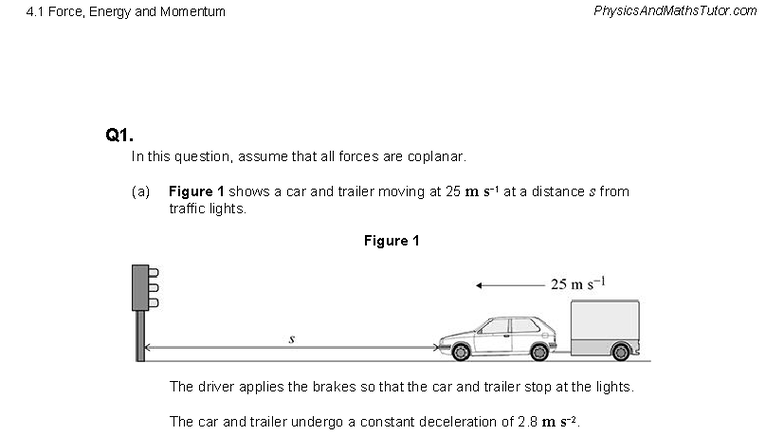 4.1 Force, Energy and Momentum Physics Exam Questions - Studocu