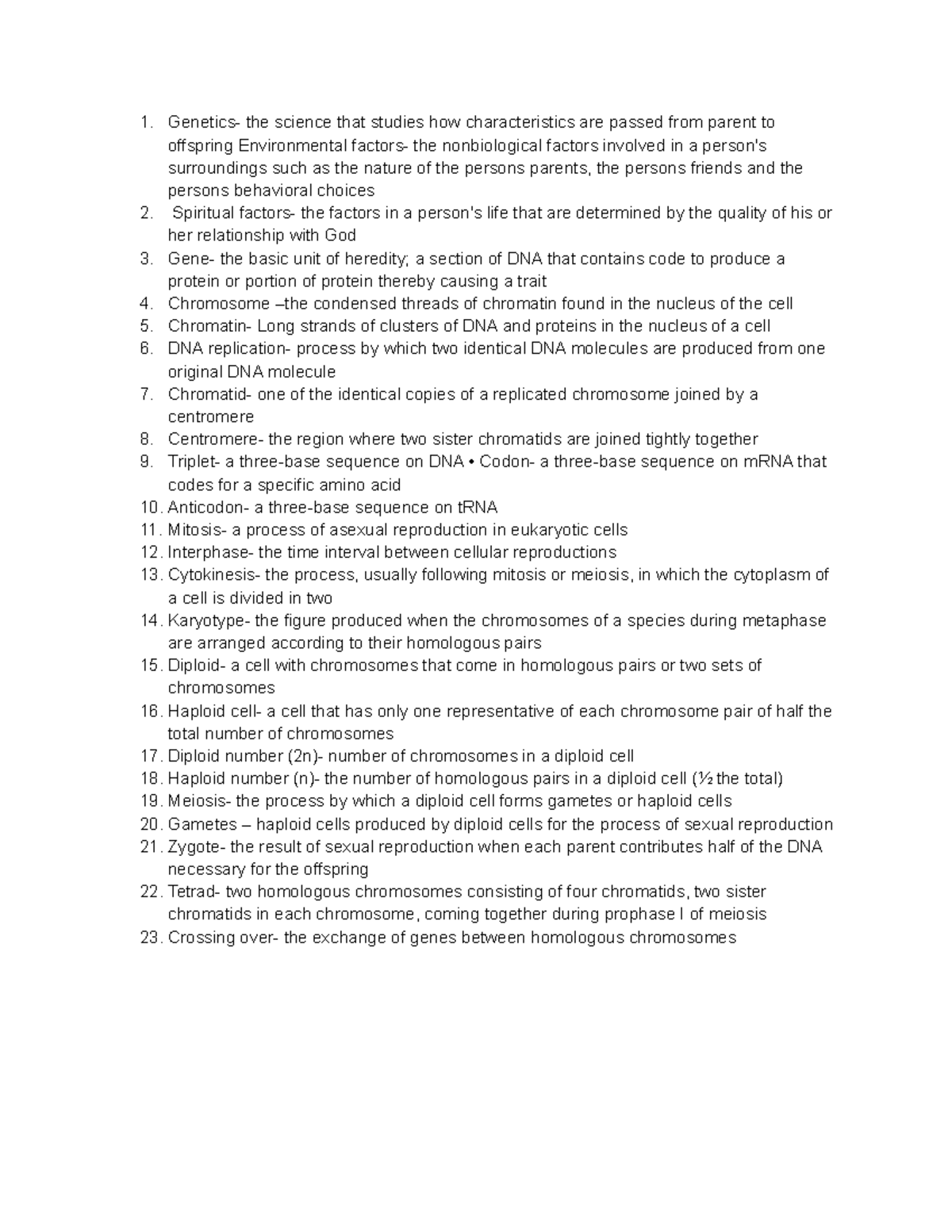 Genetics Module 6 Study Guide: Key Concepts and Terminology - Studocu