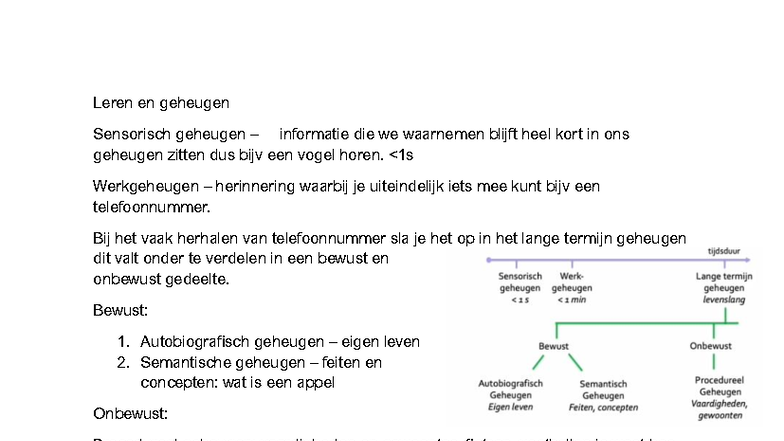 Aantekeningen HC 2-8: Leren en Geheugen Mechanismen en Theorieën ...