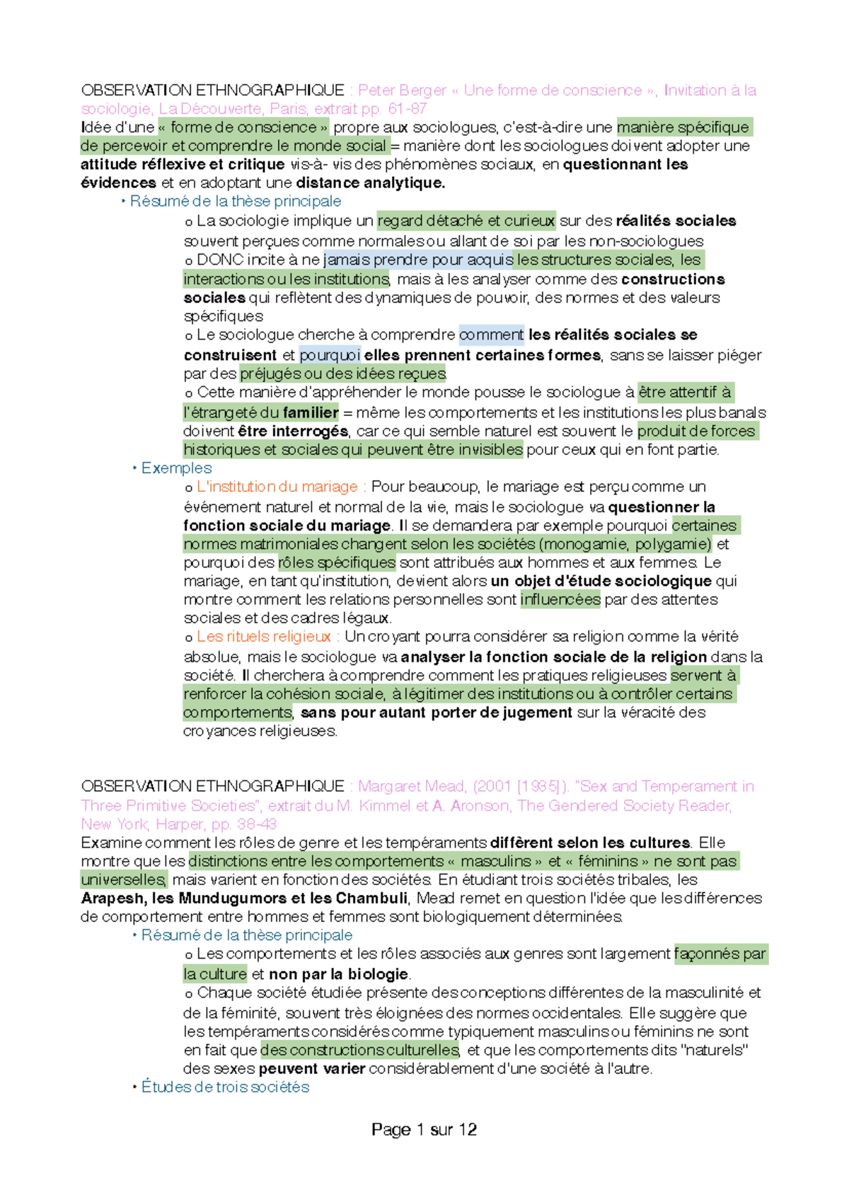 Révision des Auteurs en Sociologie PSS : Concepts et Analyses - Studocu