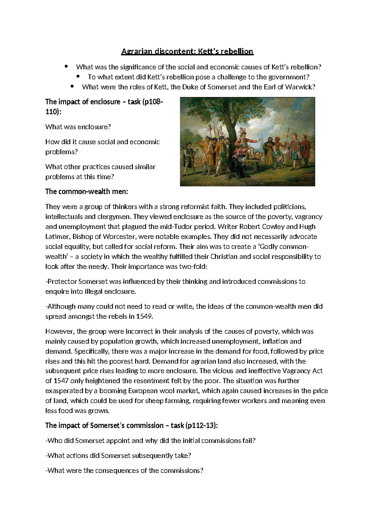 Kett's Rebellion (HIST 101): Causes, Key Figures, and Impact Analysis ...