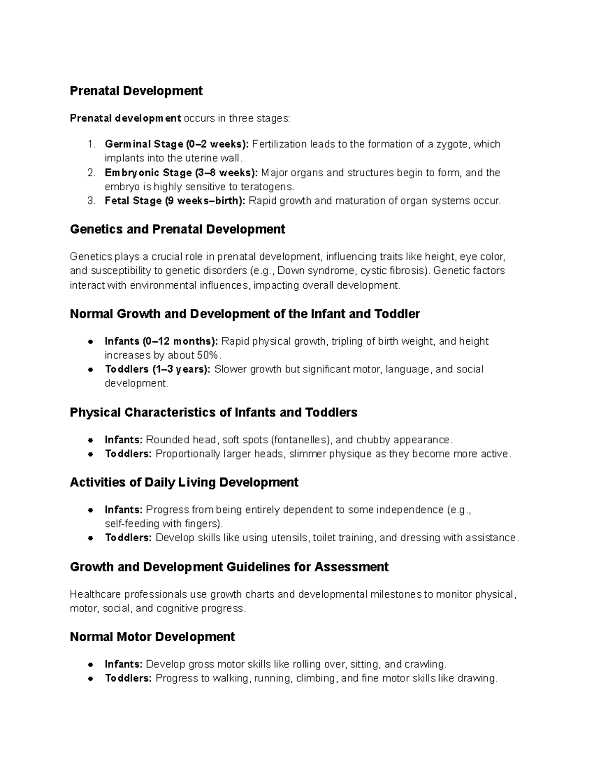 GD Study TEST 2 - Information about prenatal and toddler development ...