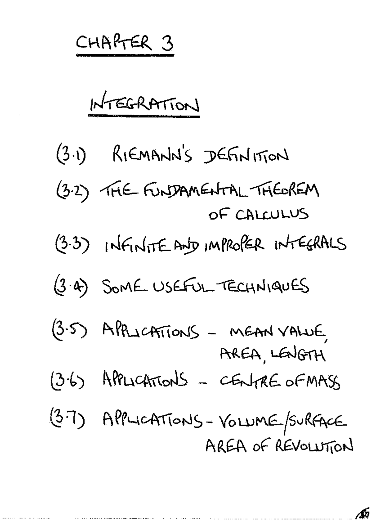 CHAPTER 3: INTEGRATION NOTES - DEFINITION, THEOREM & TECHNIQUES - Studocu