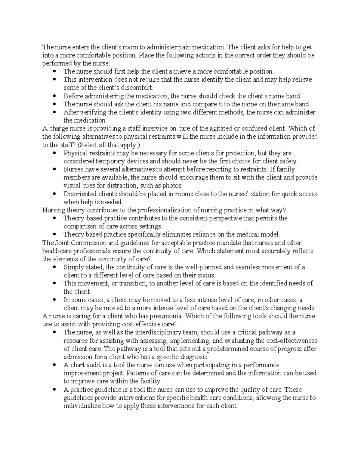 Remed CH & L Study: Nursing Interventions and Care Strategies - Studocu