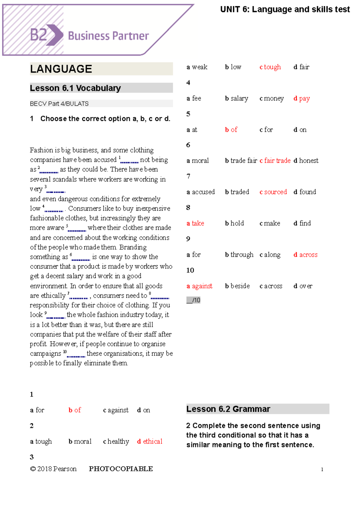 BP B2 Unit 6 Vocabulary, Grammar, and Listening Practice - Studocu