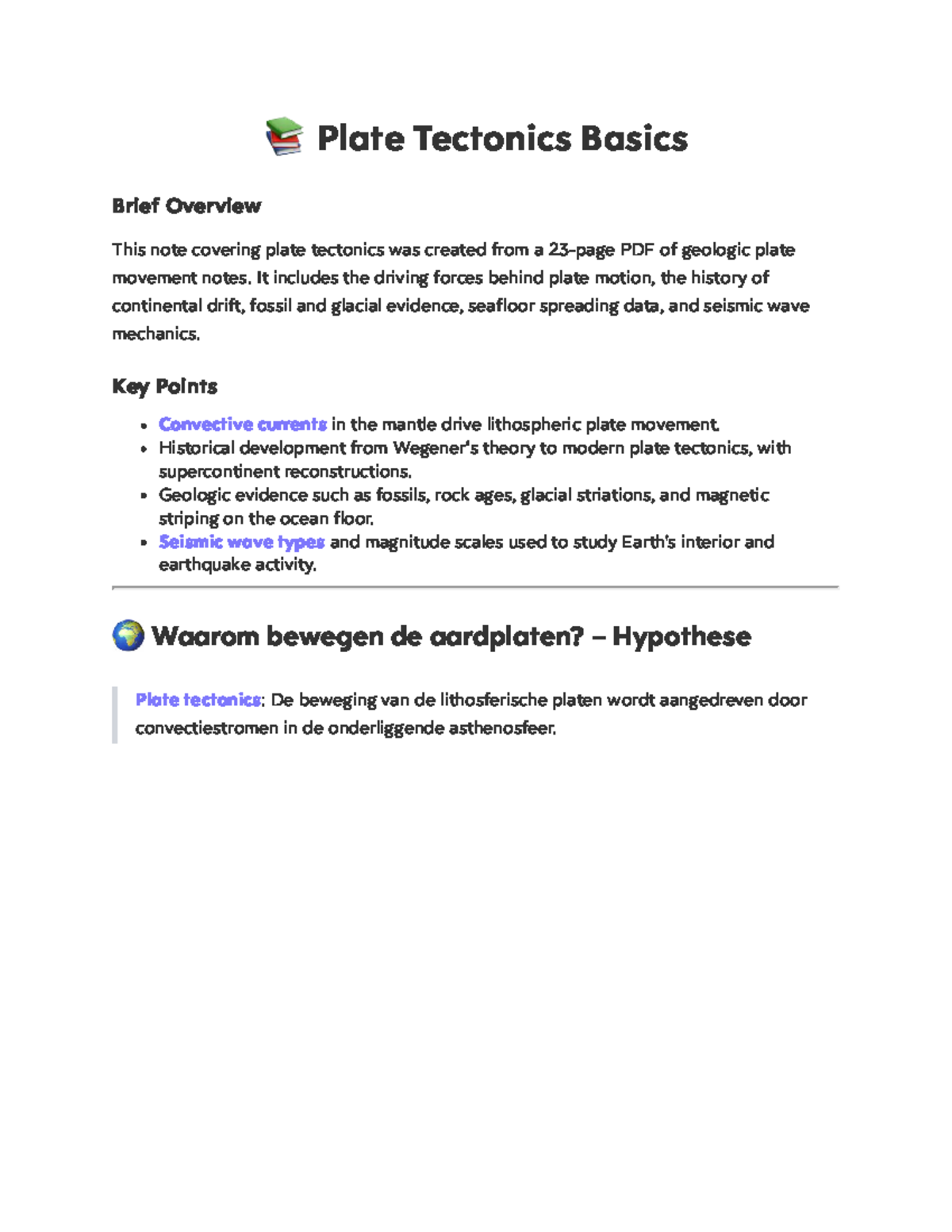 POL5 T3 L1 - Plate Tectonics: Key Concepts & Evidence Overview - Studocu