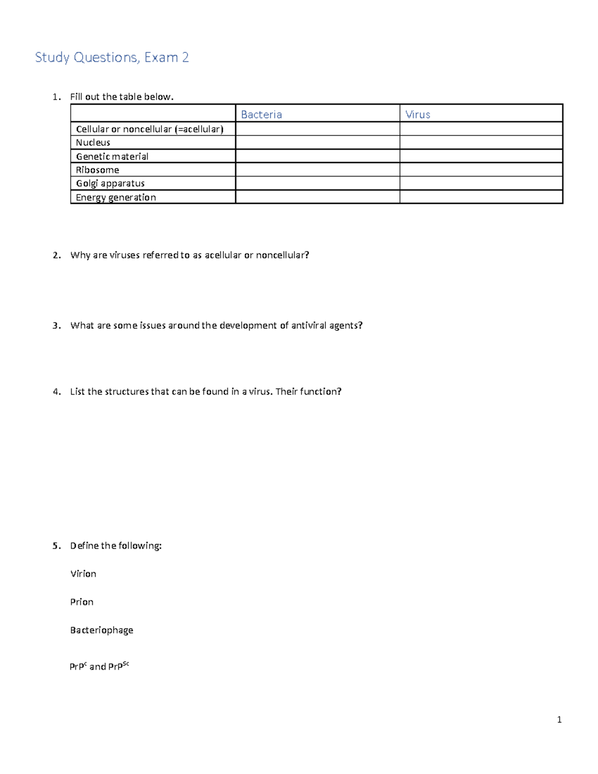 Lecture Exam 2 - Study Questions on Microbiology Concepts - Studocu