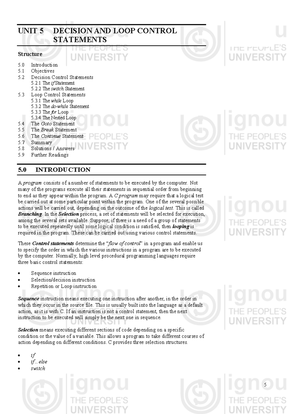 Block 2 Unit 5: Decision and Loop Control Statements in C Programming ...