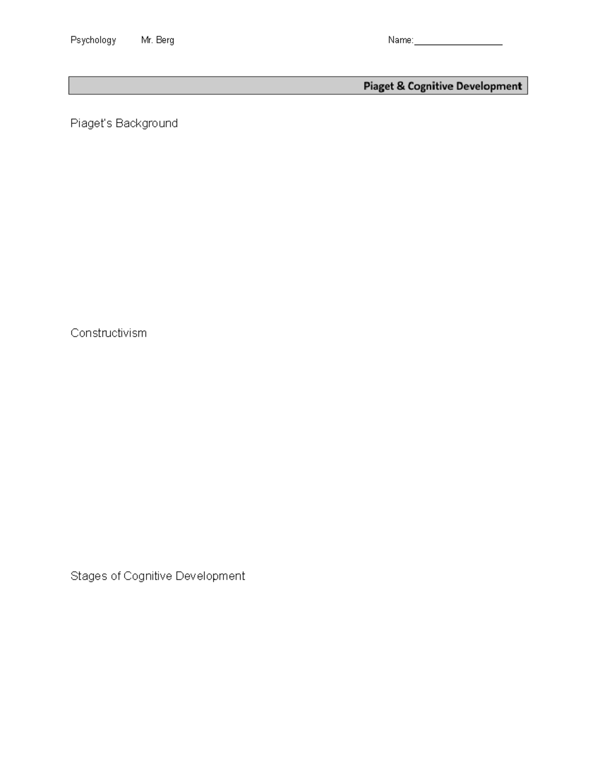 Edited – Piaget Notes - AP101 - Piaget’s Background Constructivism ...