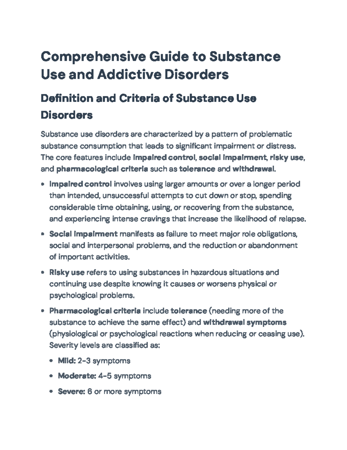 Comprehensive Overview of Substance Use Disorders and Treatments (PSY ...