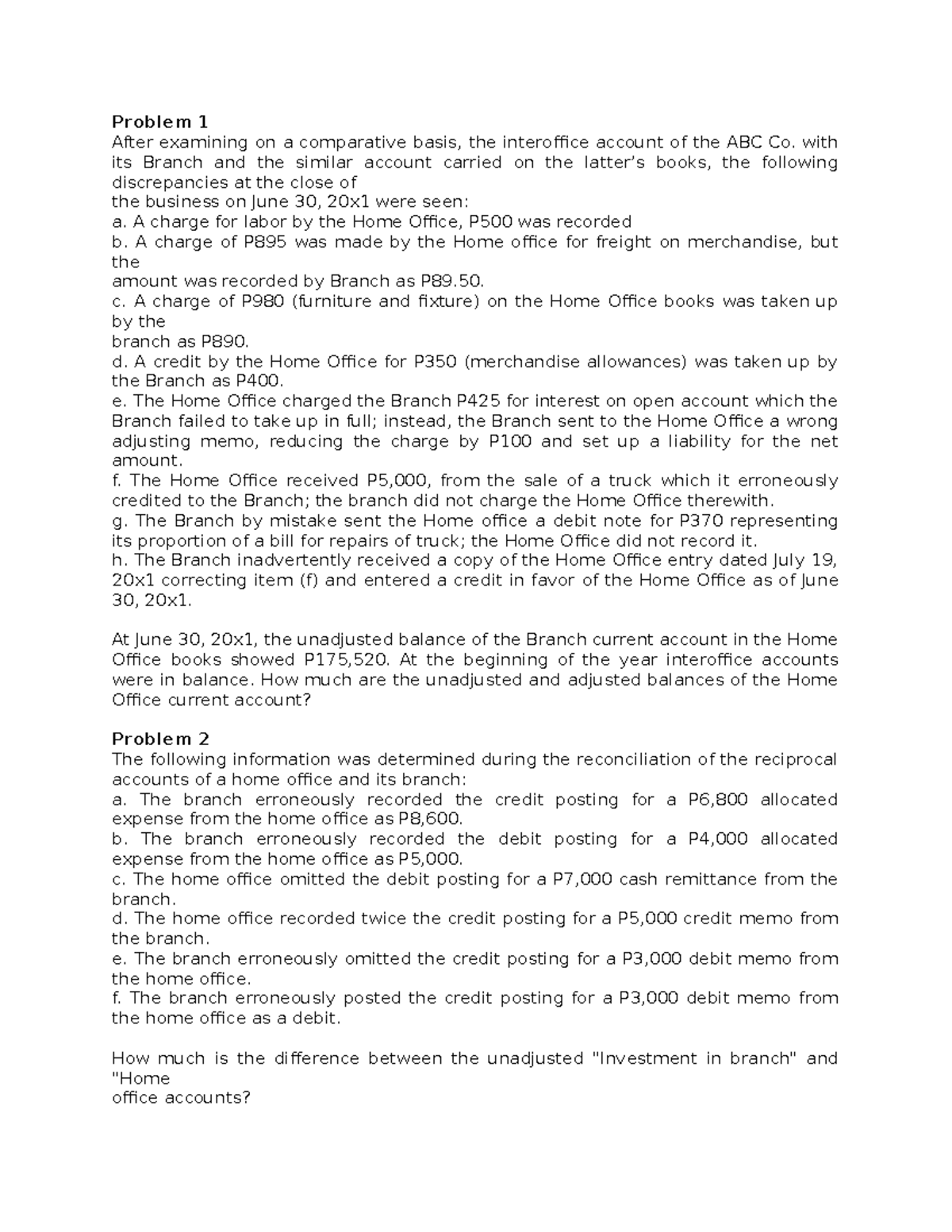 HOBA-Exercises - HOBA EXERCISES - Problem 1 After examining on a ...