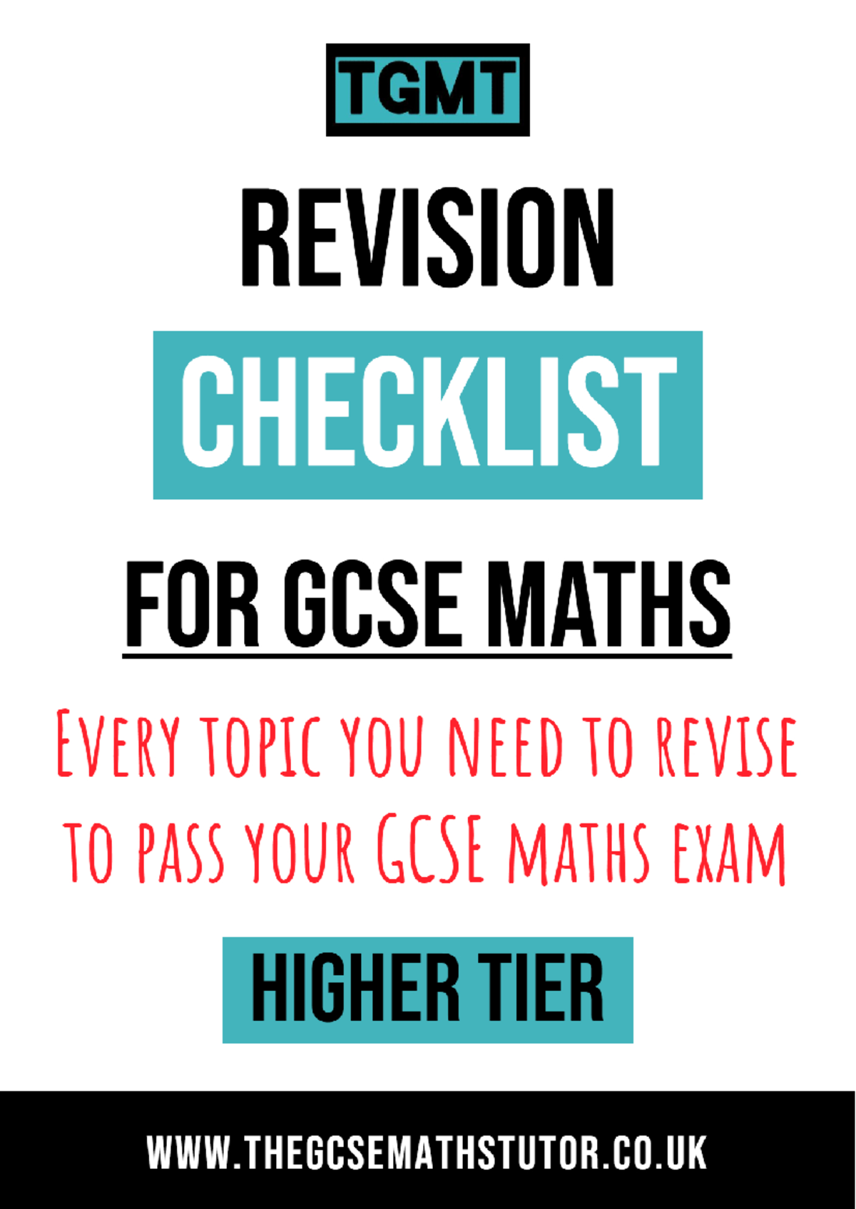 GCSE Maths Revision Checklist (Higher) for Grade 5 Success - Studocu