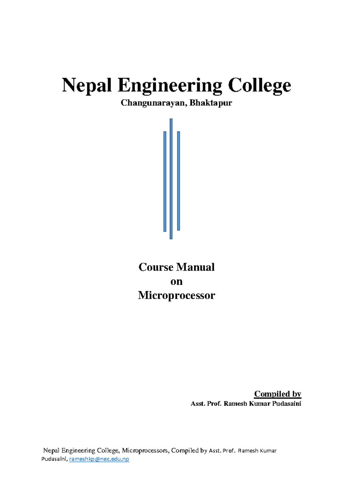 Microprocessors Course Notes (NEC-MICRO) by Asst. Prof. Ramesh Kumar ...