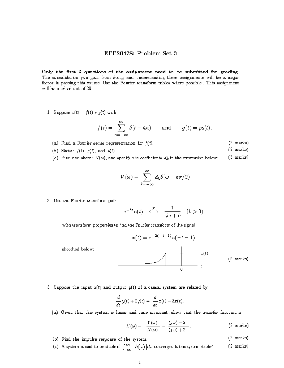 Problem Set 3: Fourier Transform and System Analysis - Studocu