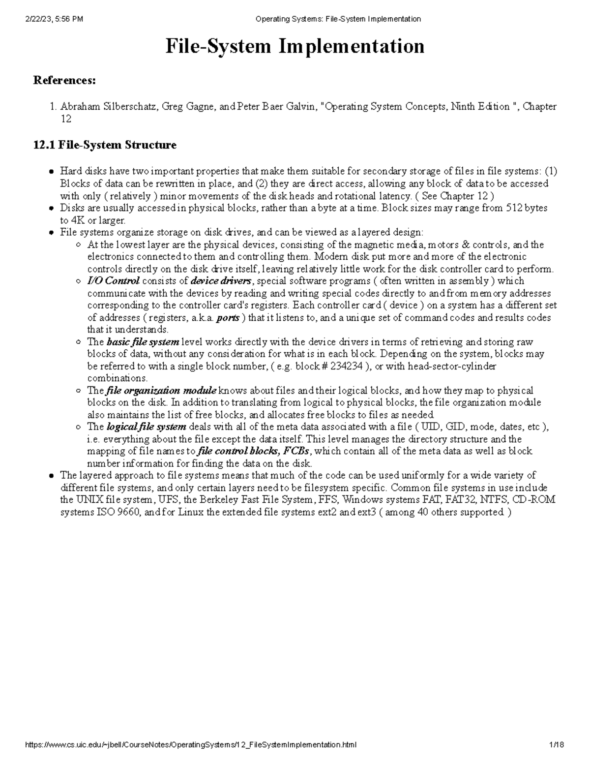 Operating Systems File-System Implementation - File-System ...