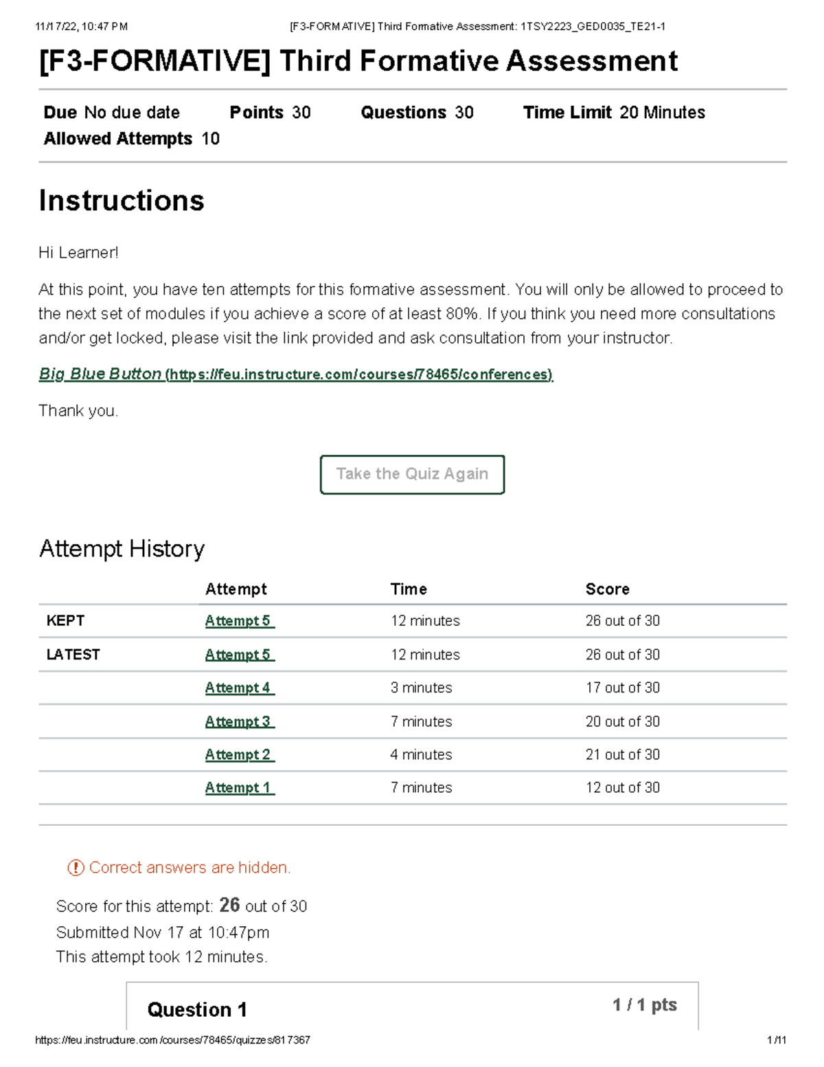 FA3 - FORMATIVE - [F3-FORMATIVE] Third Formative Assessment Due No due date Points 30 Questions ...