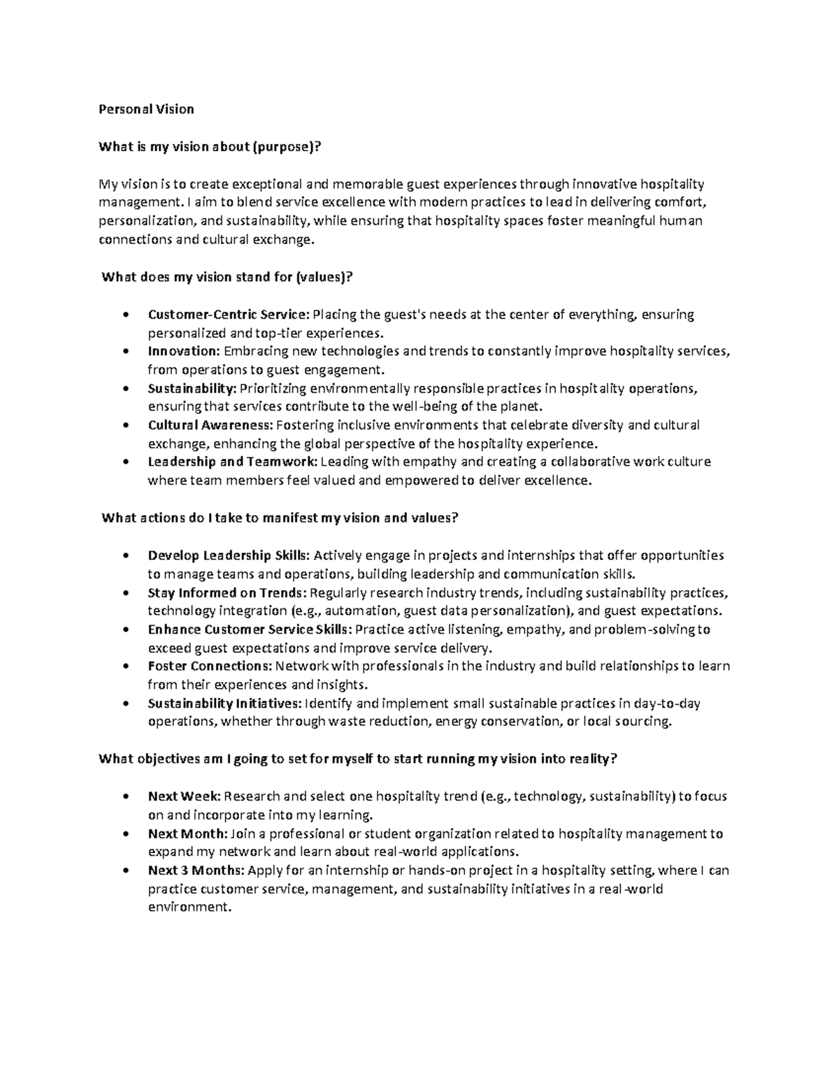 Misyon bisyon - professional development - Personal Vision What is my ...